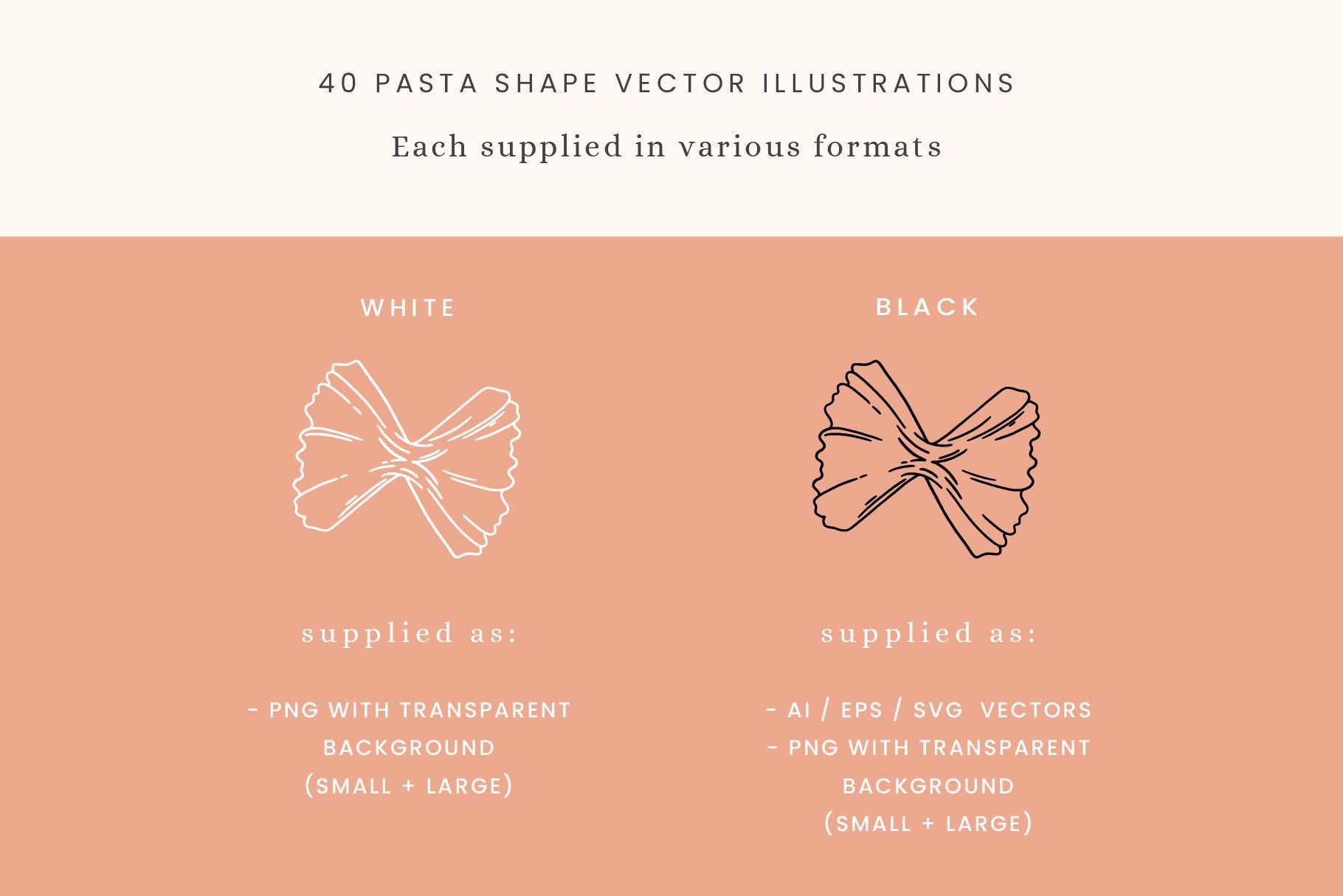 Pasta Shapes Clipart | Italian Food Vector Illustrations | Pasta SVG - Etsy