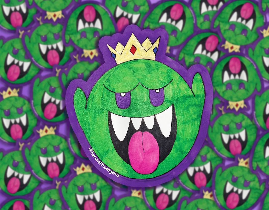 King Boo Super Mario, Trippy Version, Spooky Matte Vinyl Sticker - Etsy