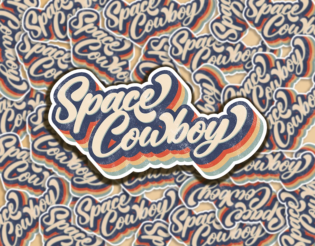 Space Cowboy, Vintage Western Style, Matte Vinyl Sticker - Etsy