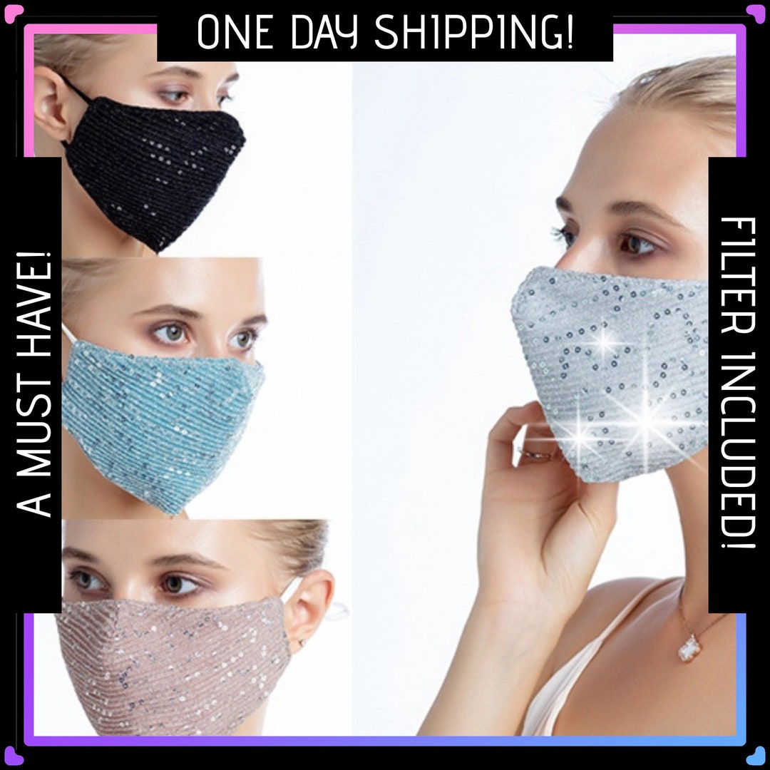 Sequin Face Mask Cotton Face Mask Glam Face Mask Bling Face - Etsy
