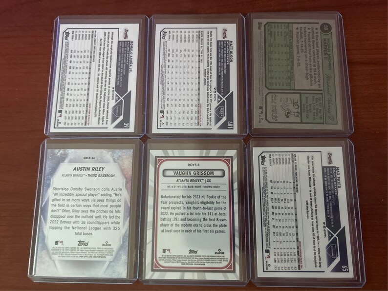 Six Atlanta Braves Trading Cards - Etsy