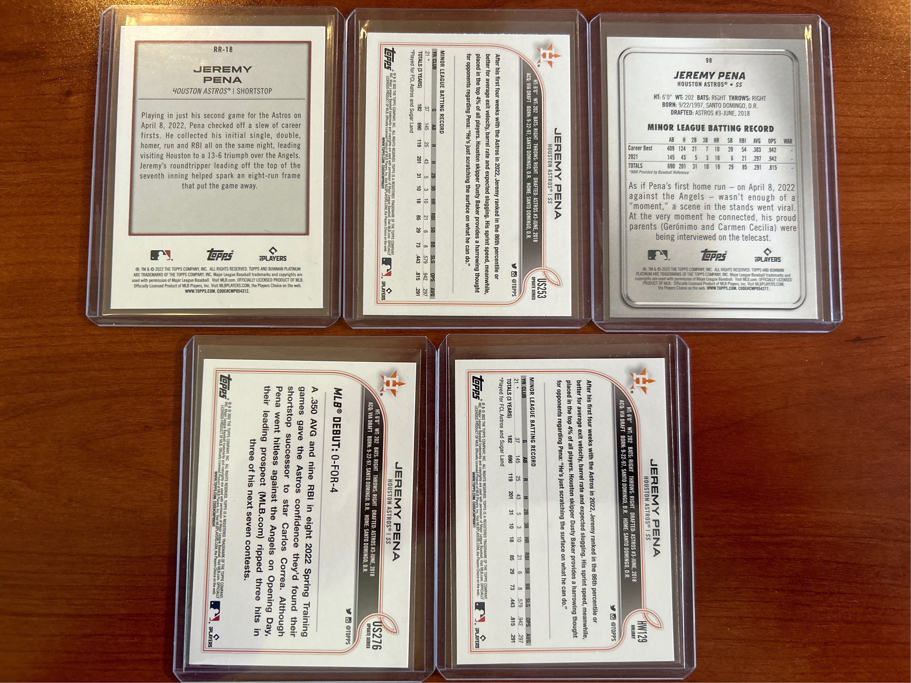 Five Jeremy Peña Rookie Trading Cards! - Etsy