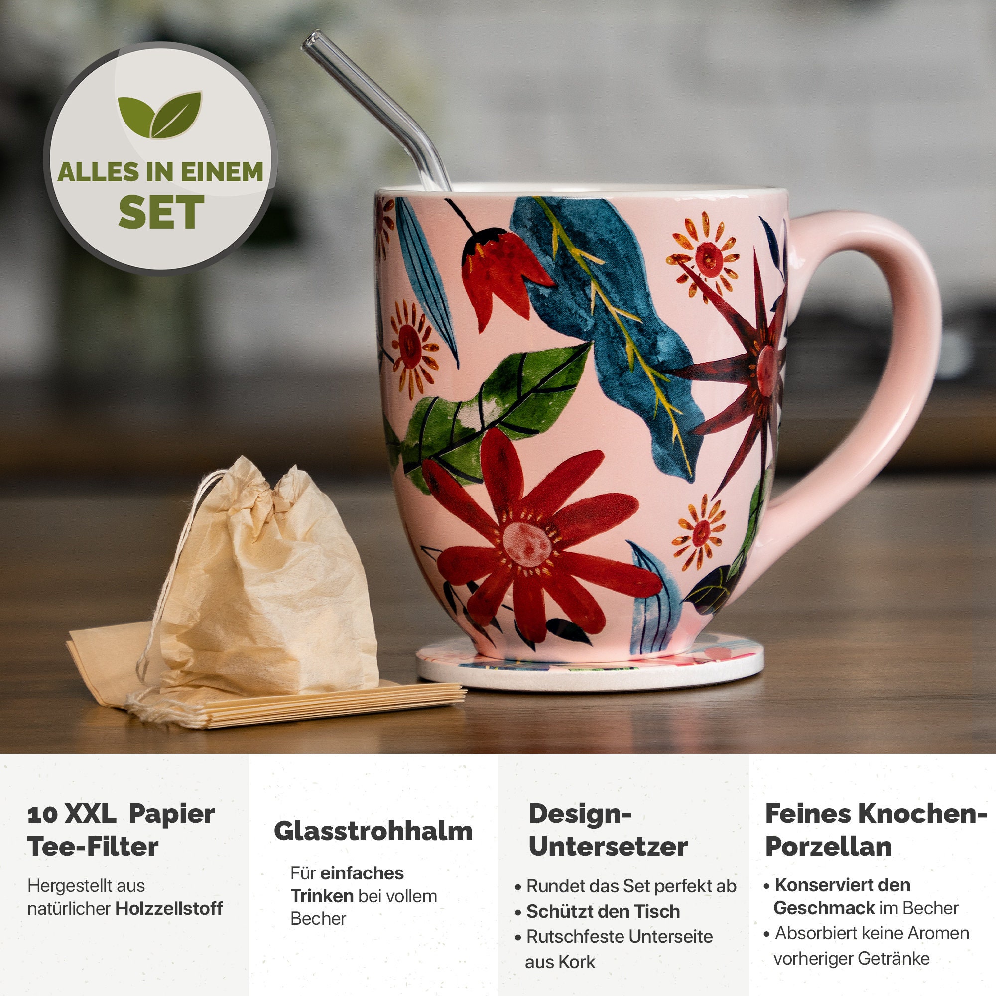 Jumbo Cup 900ml XXL Cup Large Tea Cup Gift Set With Coaster Large ...