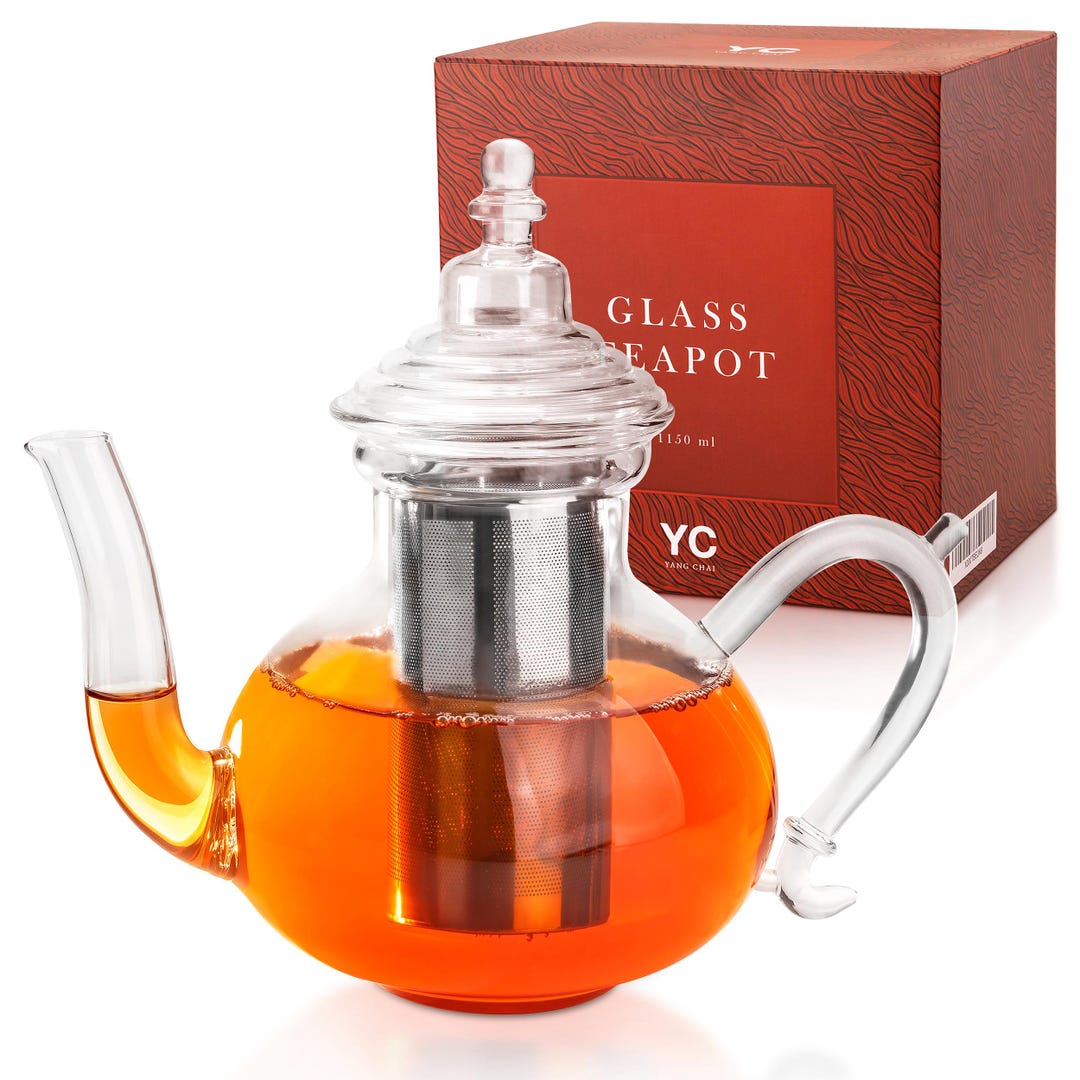 YC Yang Chai Glass Teapot 1150 Ml With Strainer Made of 304 Stainless ...