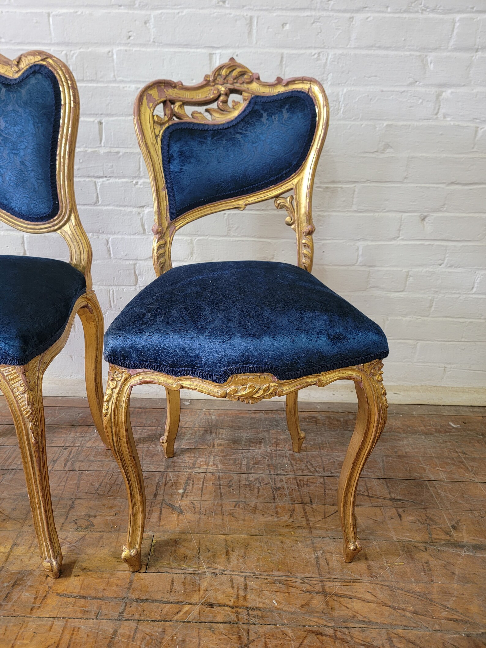 Antique Victorian Giltwood Blue Velvet Chairs Antique Gold Restored ...