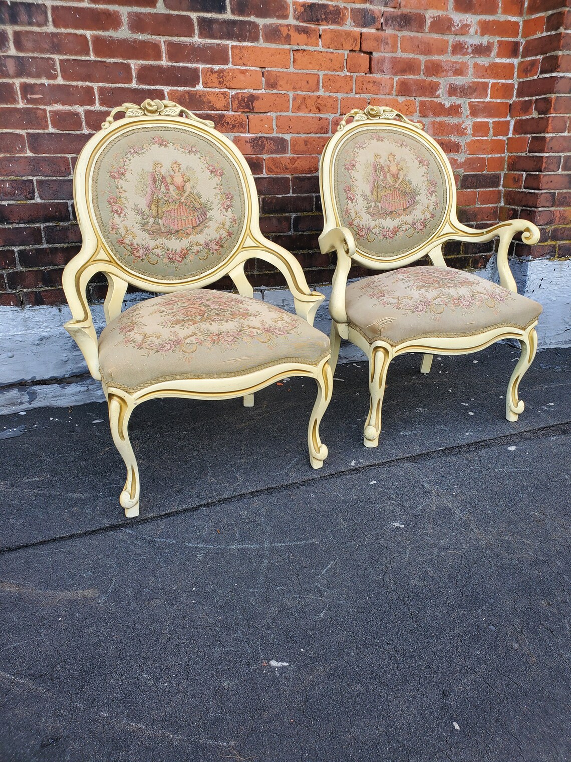 Antique Victorian Parlor Chairs Pair of Vintage French Ivory - Etsy