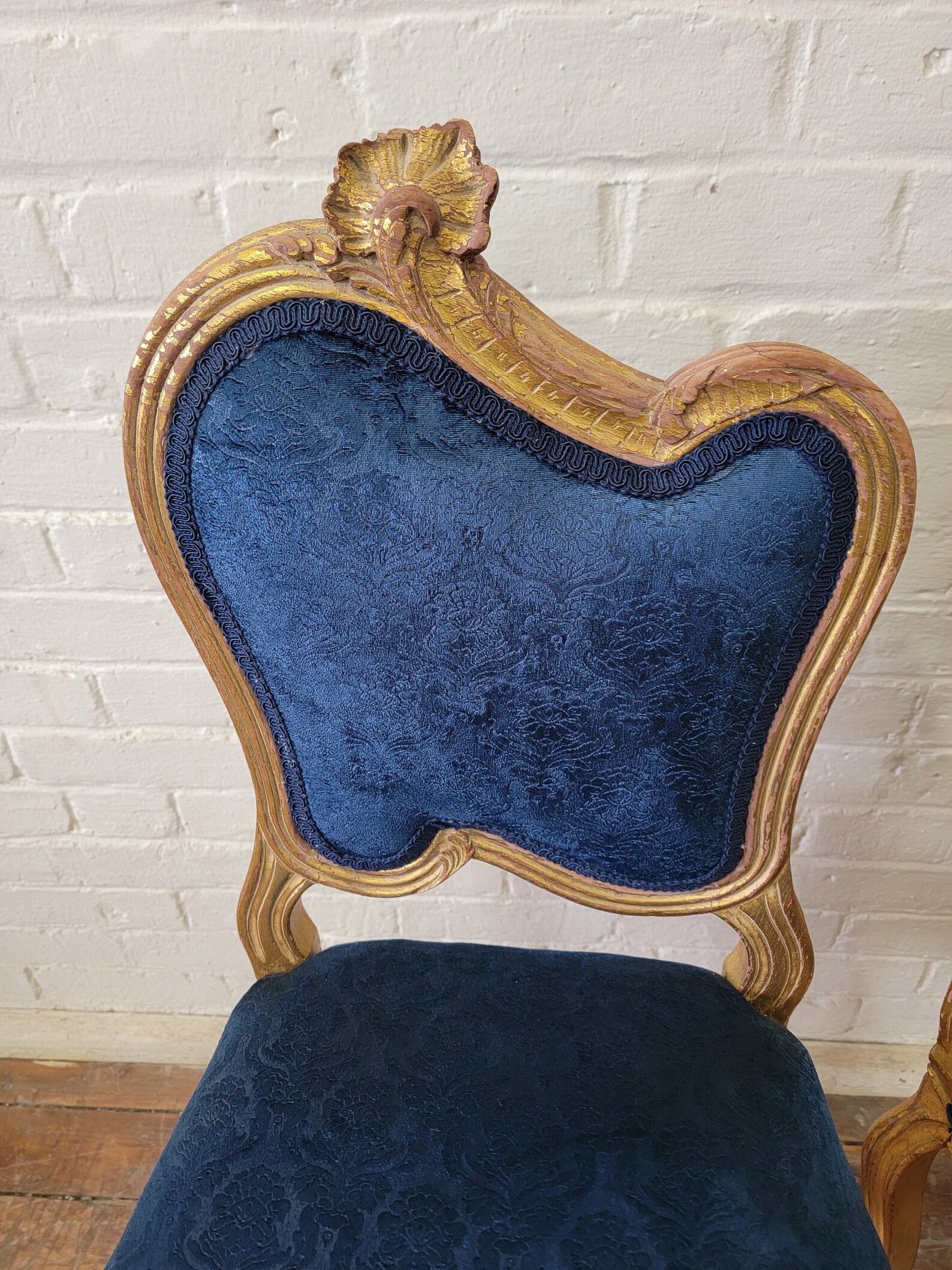 Antique Victorian Giltwood Blue Velvet Chairs Antique Gold Restored ...