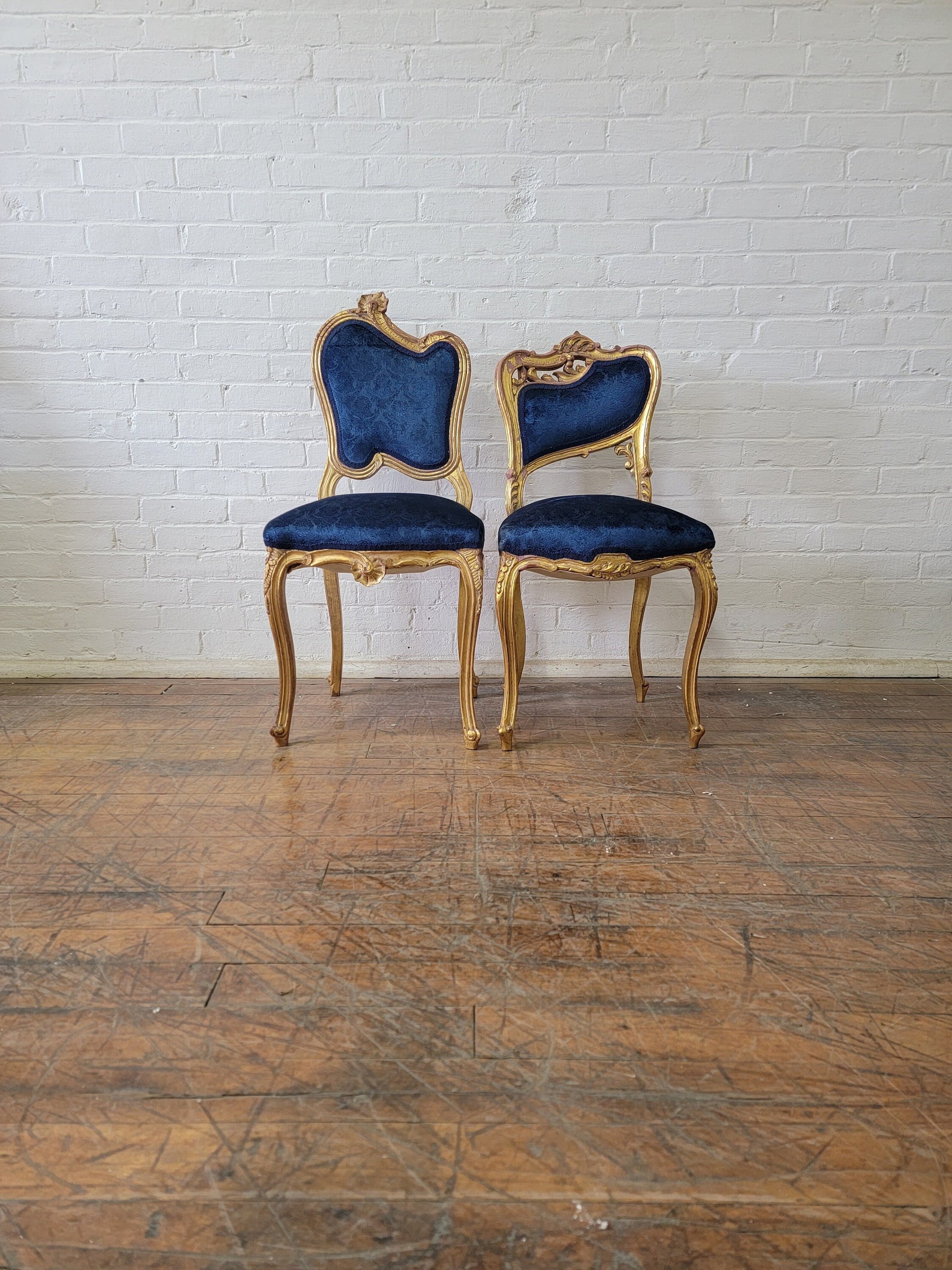 Antique Victorian Giltwood Blue Velvet Chairs Antique Gold Restored ...