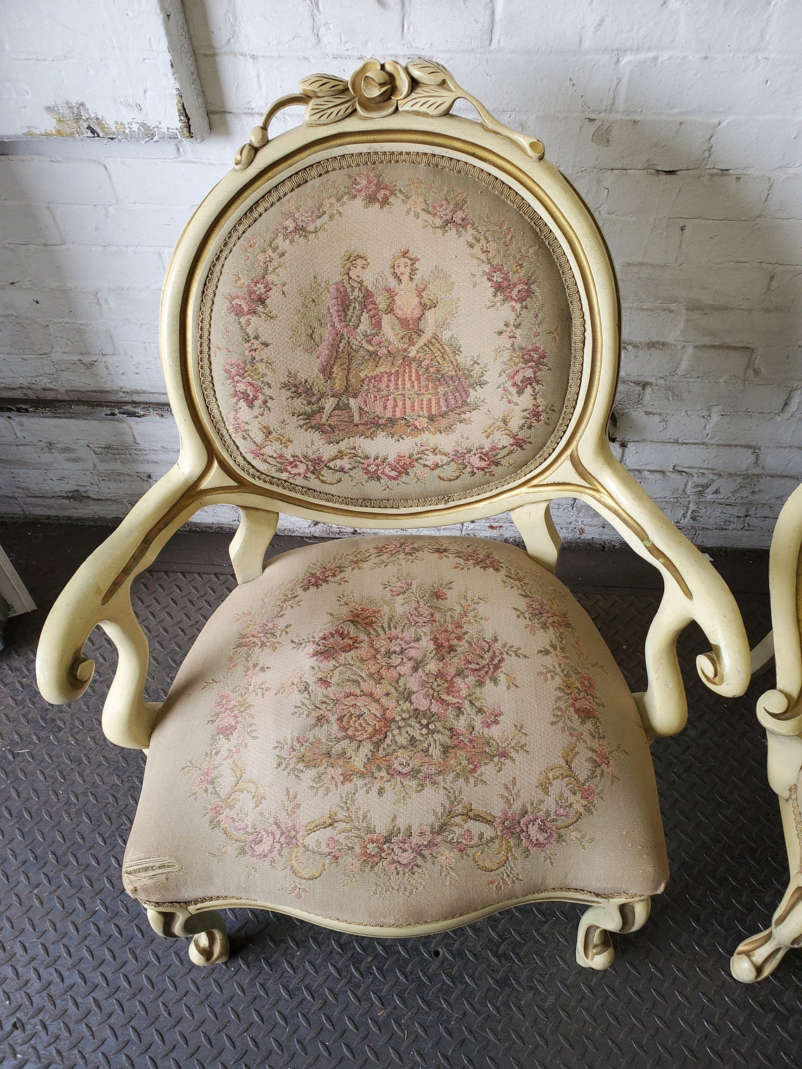 Antique Victorian Parlor Chairs Pair of Vintage French Ivory - Etsy