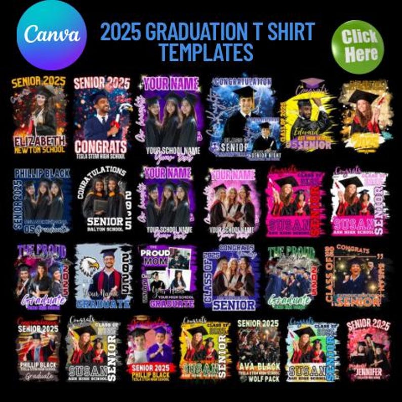 2025 Graduation T Shirt Template Designs. 20+ Designs. Editable Canva ...