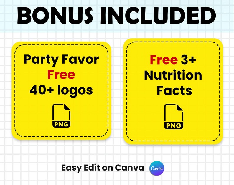 6 Party Favor Template Bundle, Chip Bag Template, Water Bottle Labels ...