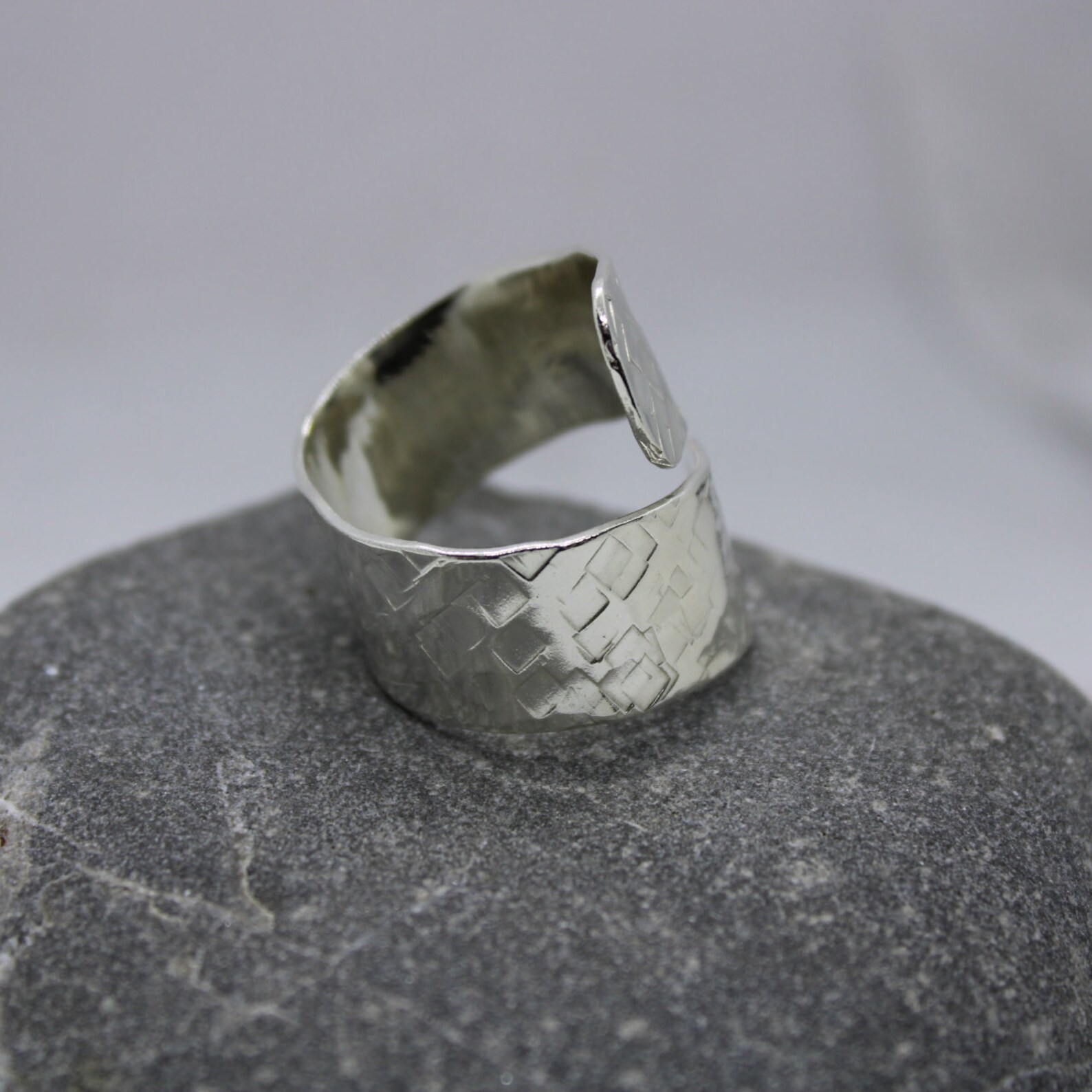 Large Chunky Sterling Silver Adjustable Wrap Ring Hammered | Etsy UK