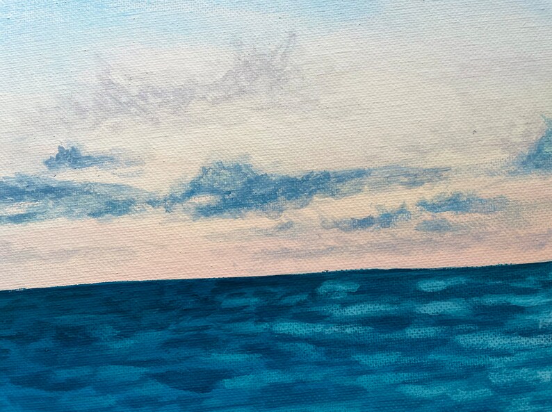 Original Beach Daytime Painting on Canvas Calm Ocean Waves 20x16 In. - Etsy