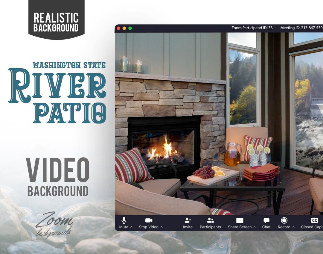River Fireplace ANIMATED VIRTUAL BACKGROUND | Instant Digital Download ...