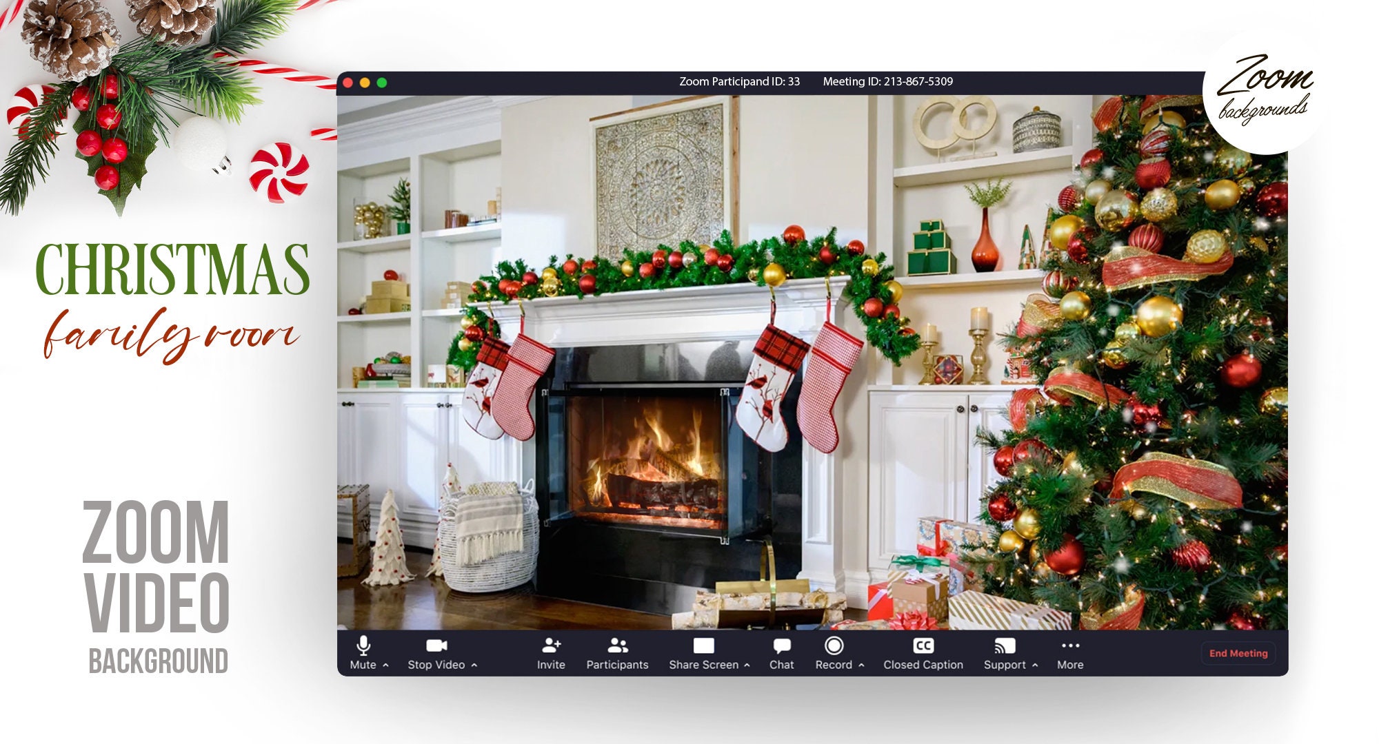 Christmas ANIMATED VIRTUAL BACKGROUND | Instant Digital Download ...