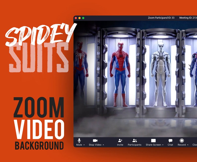 Spidey Suits ANIMATED VIRTUAL BACKGROUND Instant Digital Download Video ...