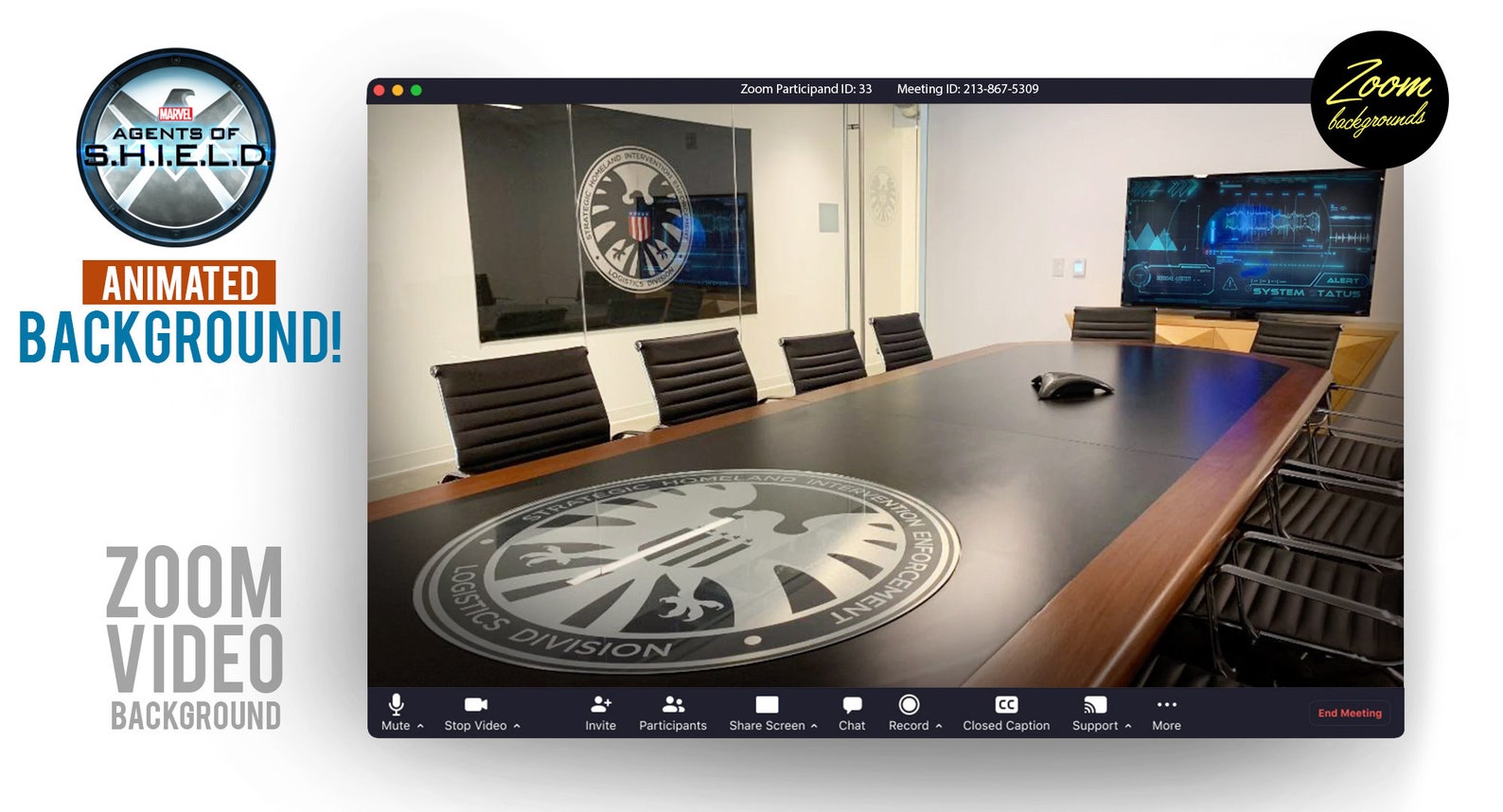 Agents of SHIELD meeting room ZOOM animated background | Etsy
