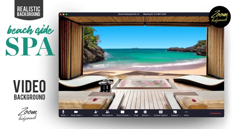 Beach Spa ANIMATED VIRTUAL BACKGROUND Instant Digital Download Video ...