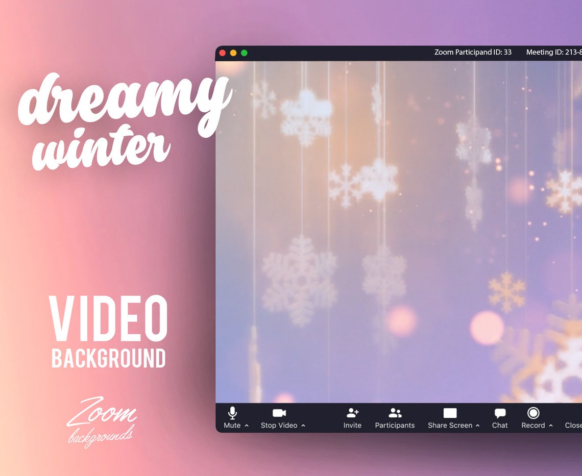 Glitter Snowflake ANIMATED VIRTUAL BACKGROUND Instant Digital Download ...