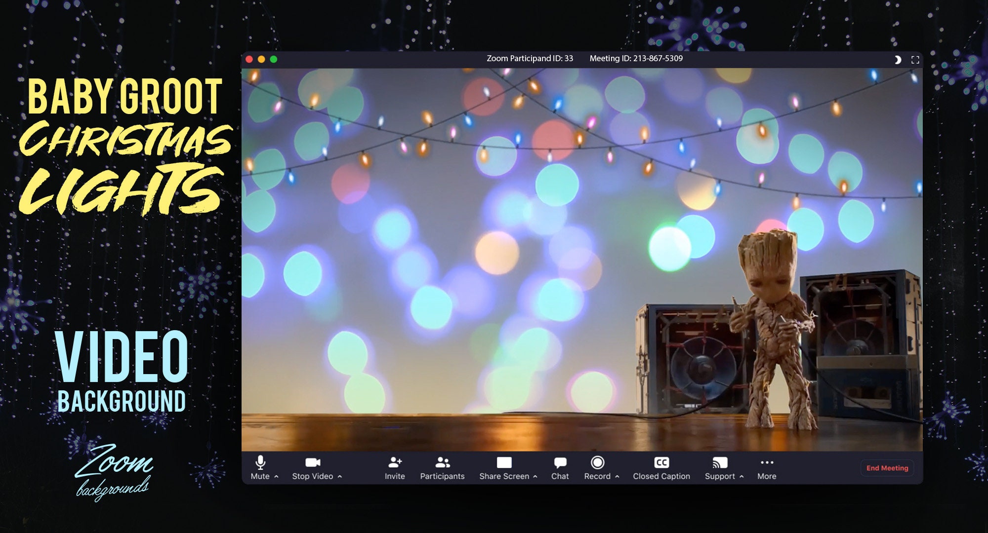 Baby Groot Christmas Lights Animated Zoom Looping VIDEO Background - Etsy