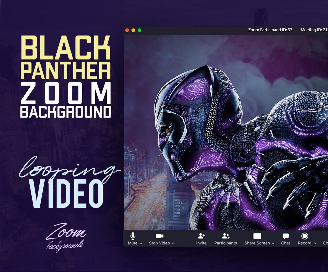 Black Panther ANIMATED VIRTUAL BACKGROUND | Instant Digital Download ...