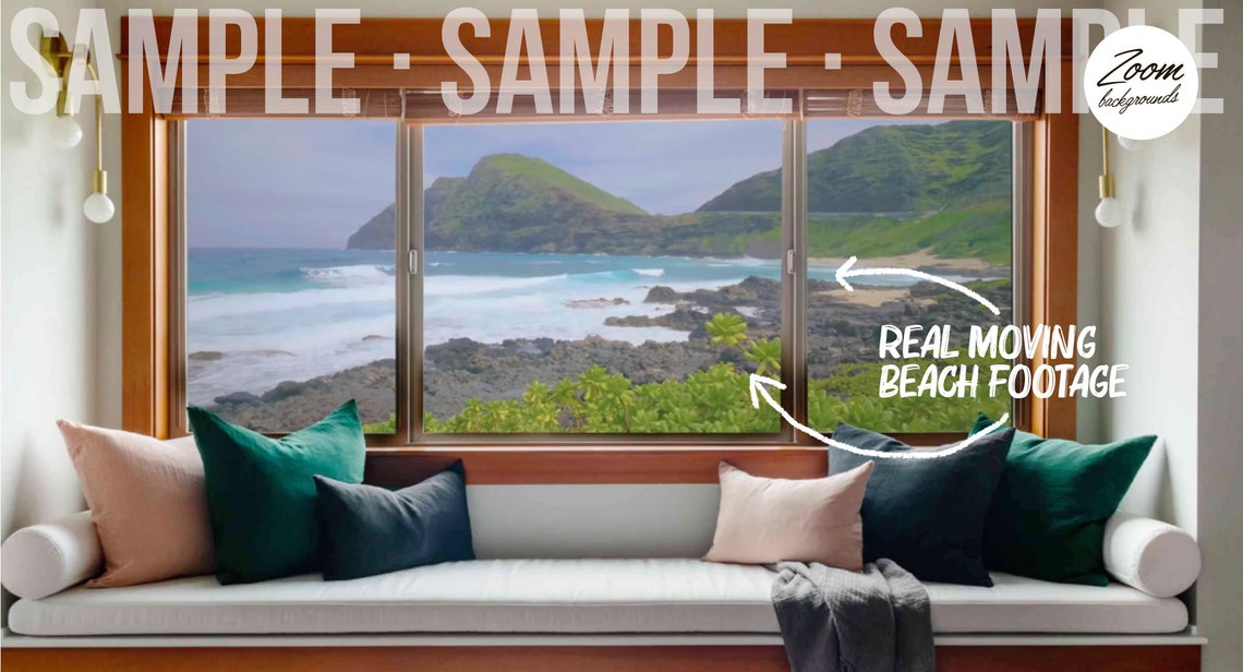 Beach Picture Window ANIMATED VIRTUAL BACKGROUND | Instant Digital ...