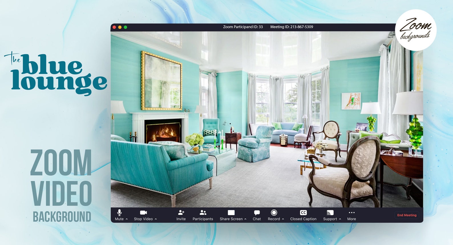 Blue Interior ANIMATED VIRTUAL BACKGROUND Instant Digital Download ...