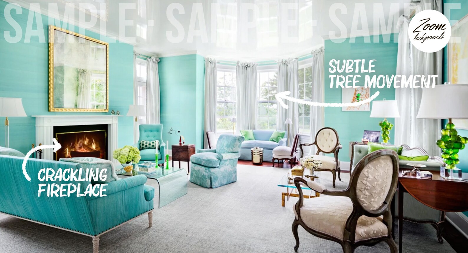 Blue Interior ANIMATED VIRTUAL BACKGROUND Instant Digital Download ...