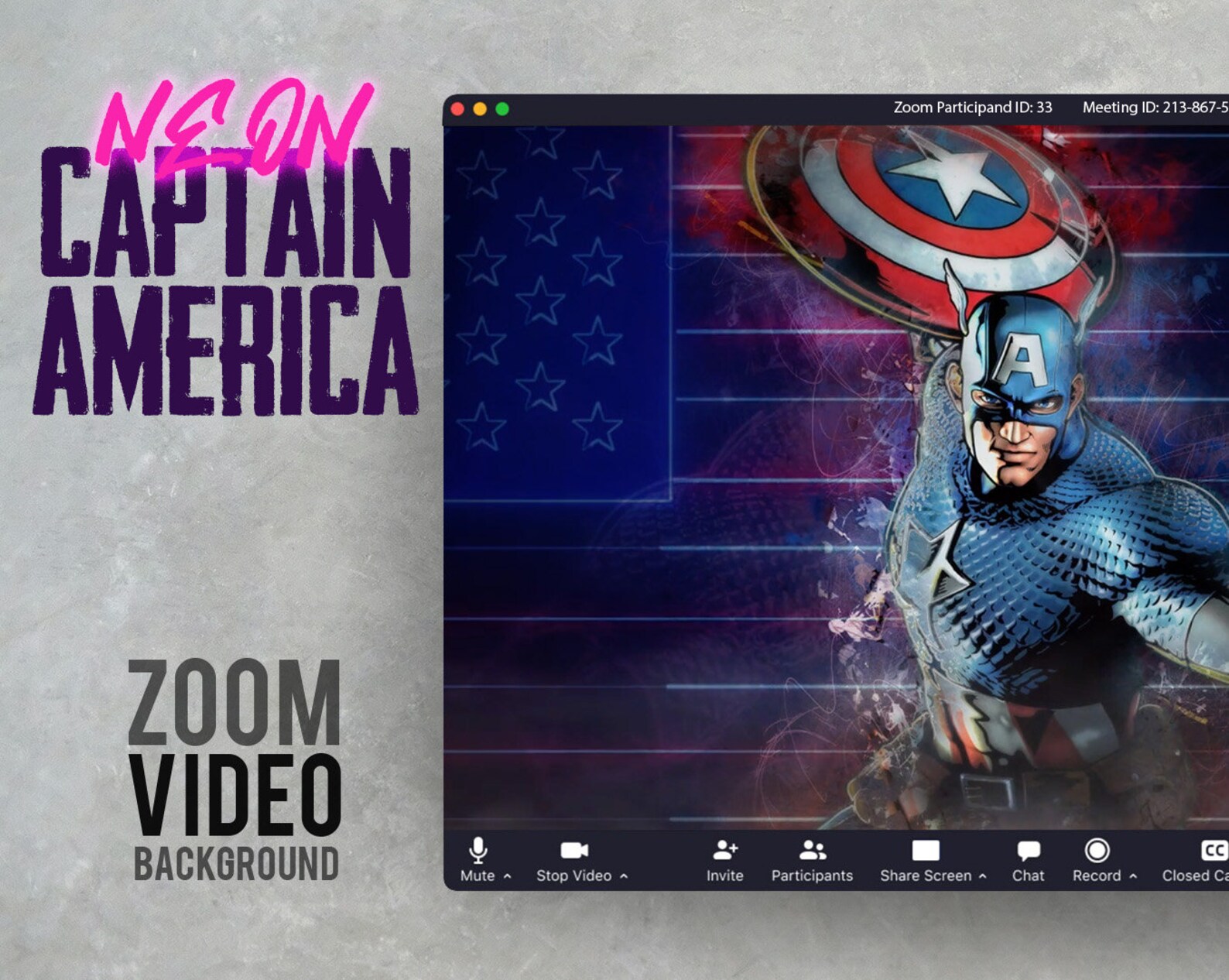 Neon Captain America Animated Zoom Looping VIDEO Background | Etsy