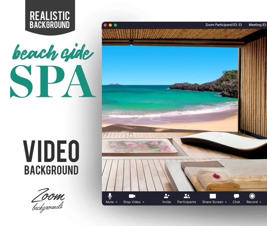 Beach Spa ANIMATED VIRTUAL BACKGROUND Instant Digital Download Video ...