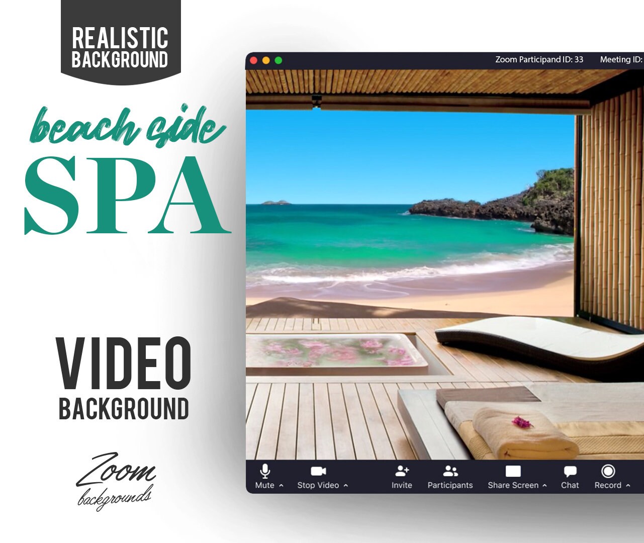 Beach Spa ANIMATED VIRTUAL BACKGROUND Instant Digital Download Video ...