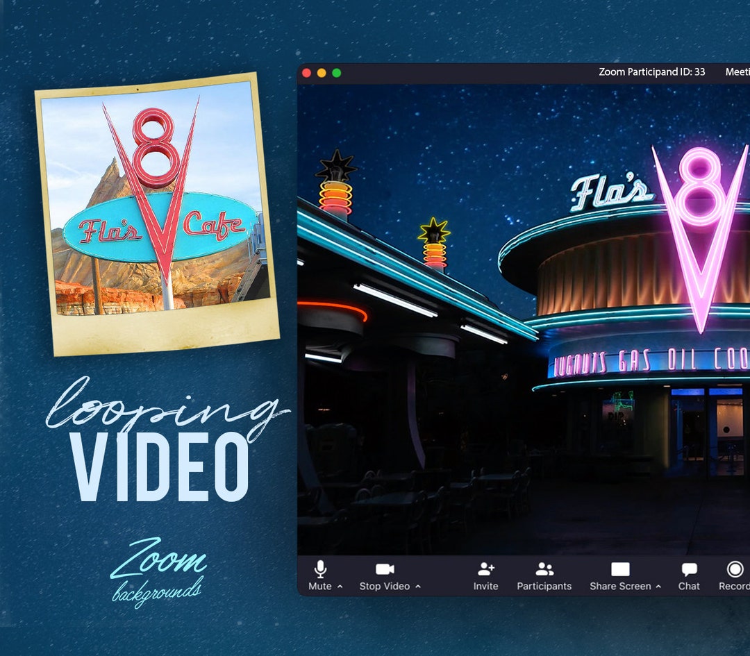 Flo's V8 Cafe ANIMATED VIRTUAL BACKGROUND | Instant Digital Download ...