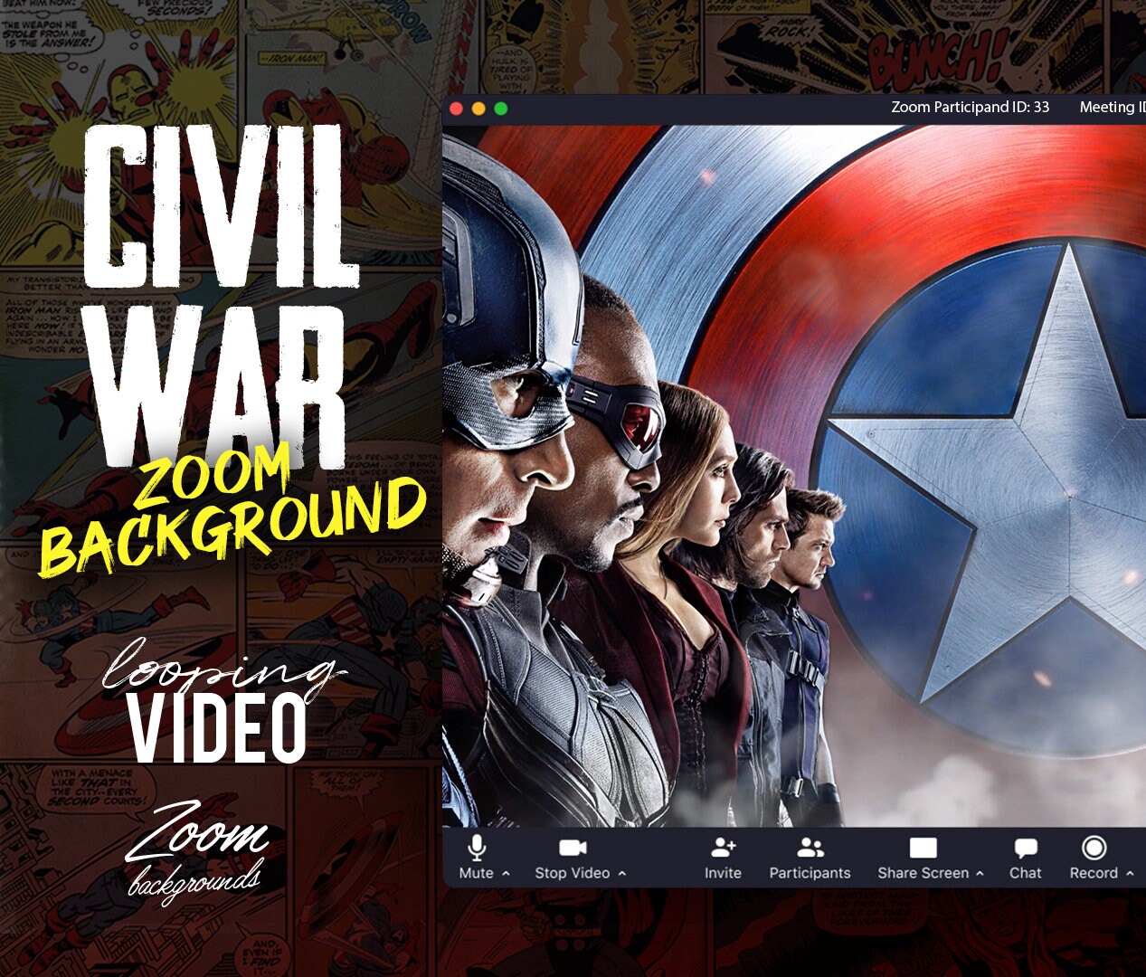 Zoom Video Background: Captain America Civil War | Etsy