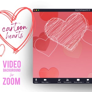 Cartoon Hearts ANIMATED VIRTUAL BACKGROUND | Instant Digital Download ...