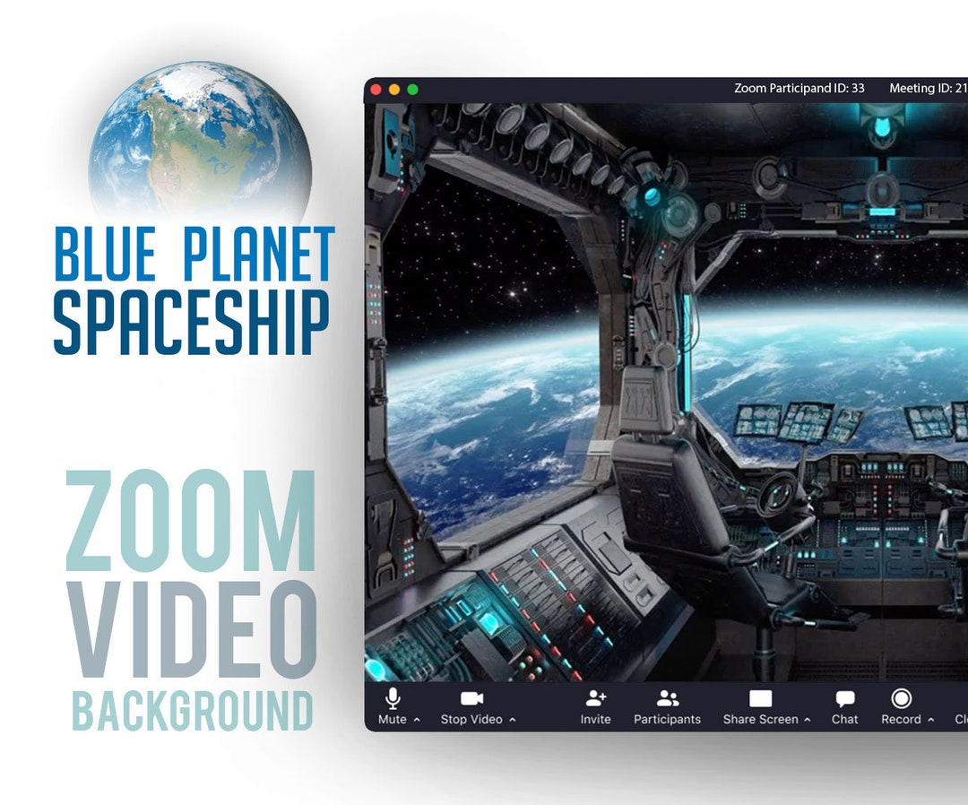 Blue Spaceship ANIMATED VIRTUAL BACKGROUND | Instant Digital Download ...
