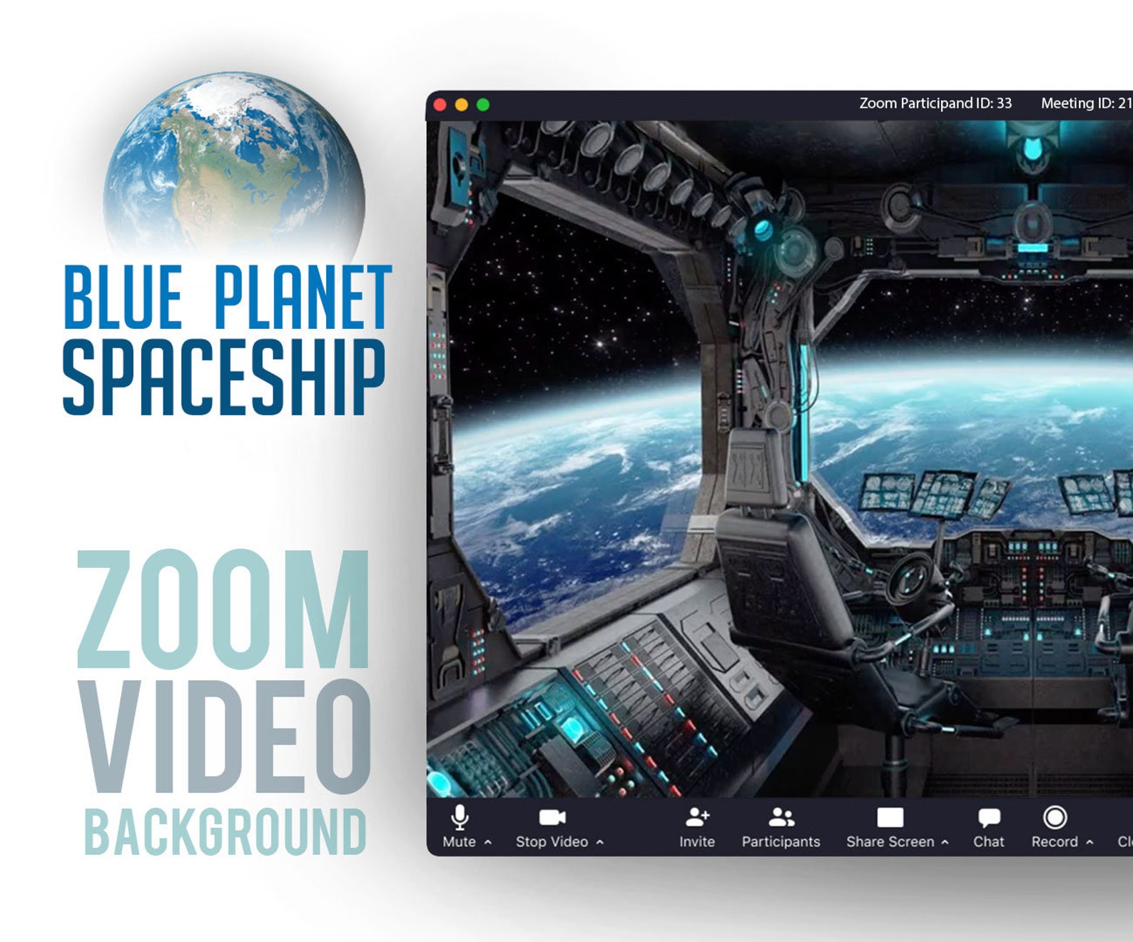 Blue Spaceship ANIMATED VIRTUAL BACKGROUND | Instant Digital Download ...