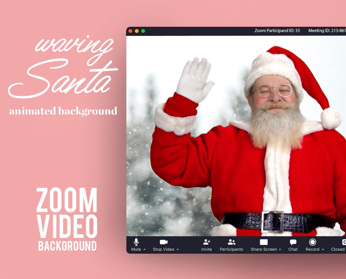 Waving Santa ANIMATED VIRTUAL BACKGROUND | Instant Digital Download ...