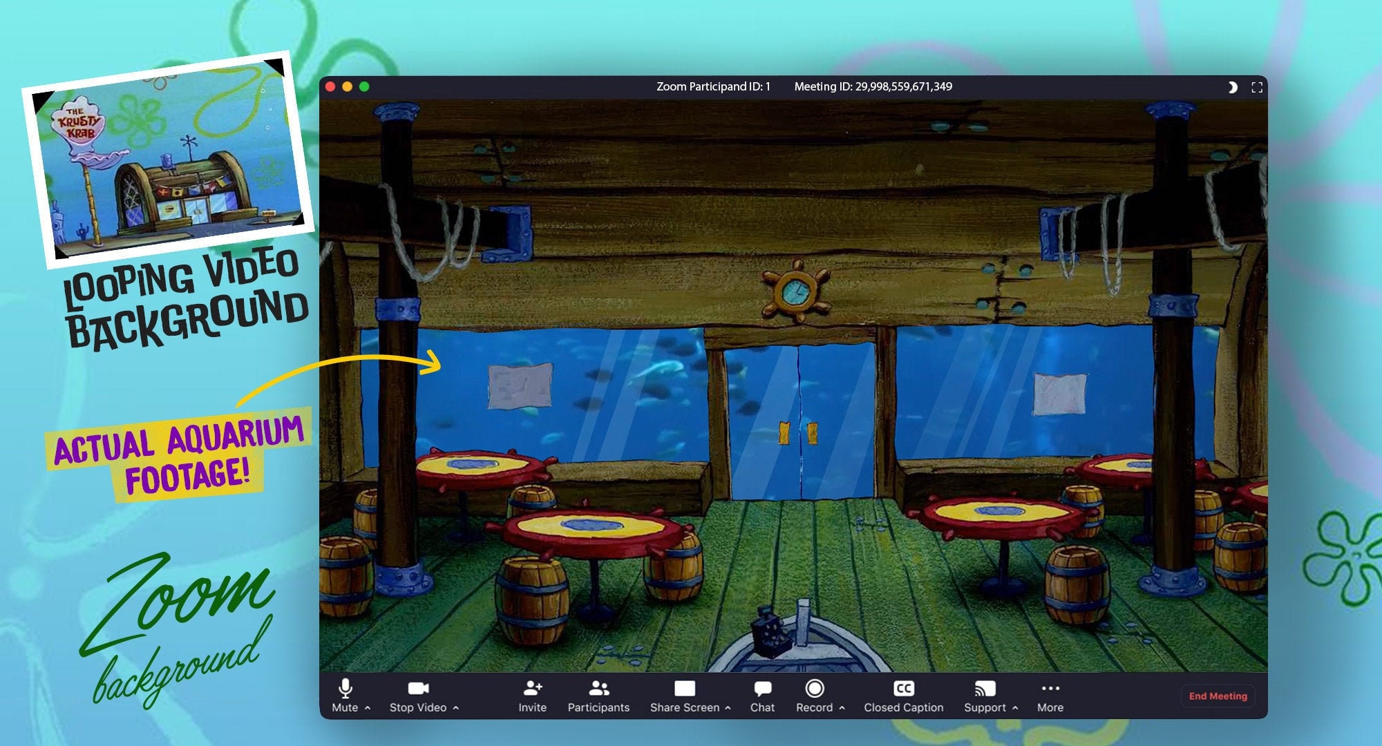 Krusty Krab ANIMATED VIRTUAL BACKGROUND | Instant Digital Download ...