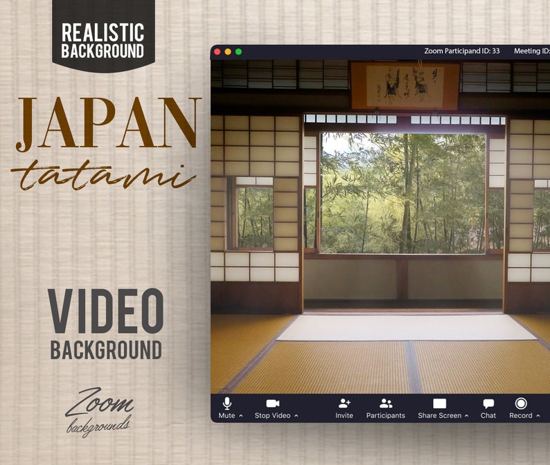 Japanese Room ANIMATED VIRTUAL BACKGROUND Instant Digital Download ...
