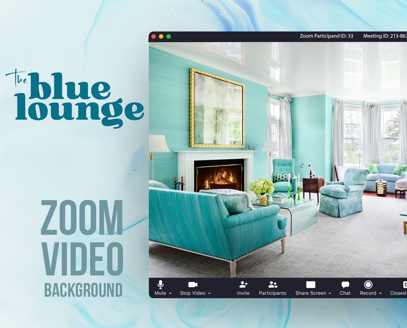 Blue Interior ANIMATED VIRTUAL BACKGROUND Instant Digital Download ...