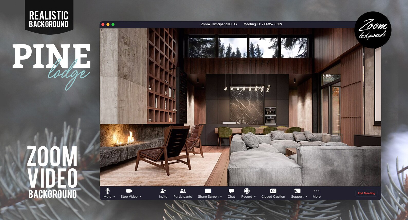 Pine Lodge ANIMATED VIRTUAL BACKGROUND | Instant Digital Download ...