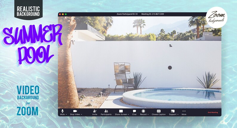 Summer Pool Animated Zoom Looping VIDEO Background - Etsy