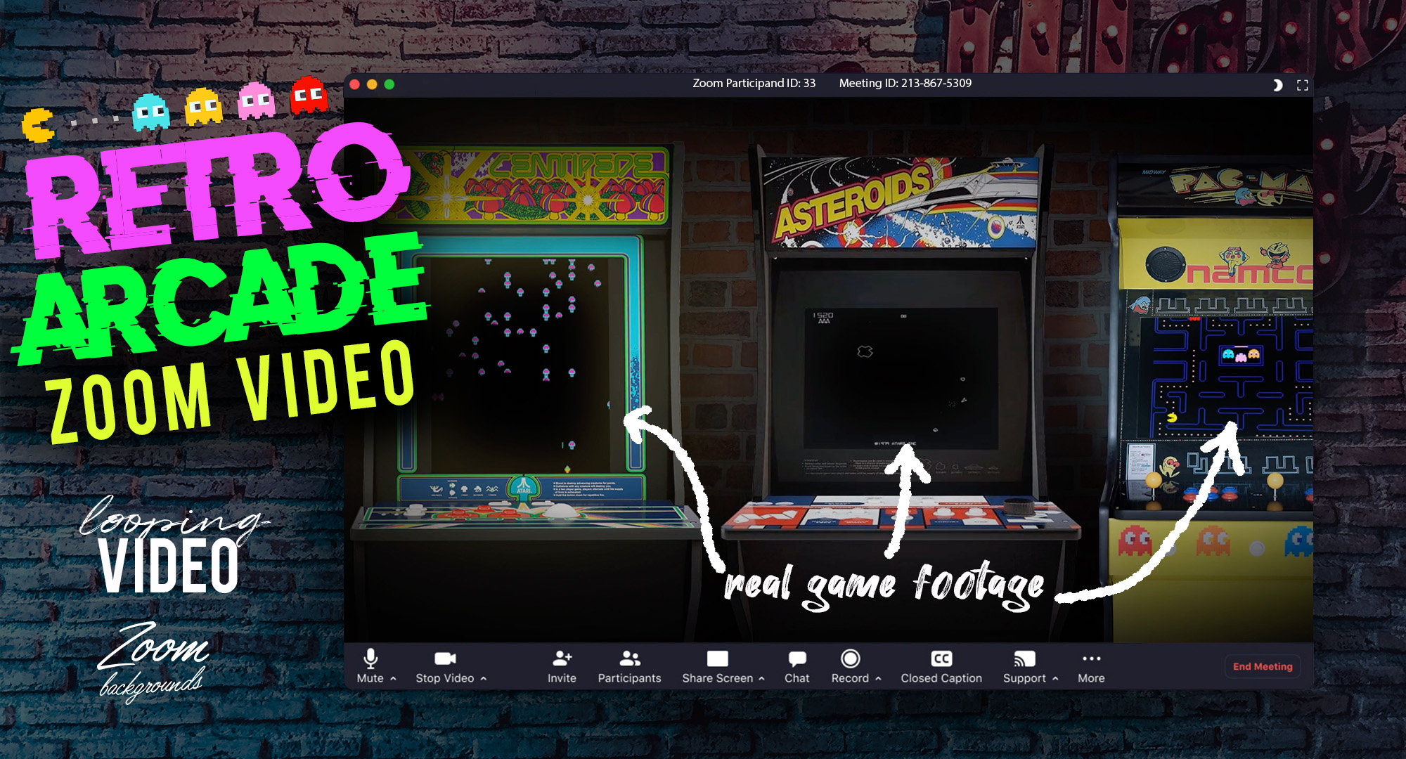 Retro Arcade! ANIMATED VIRTUAL BACKGROUND | Instant Digital Download ...