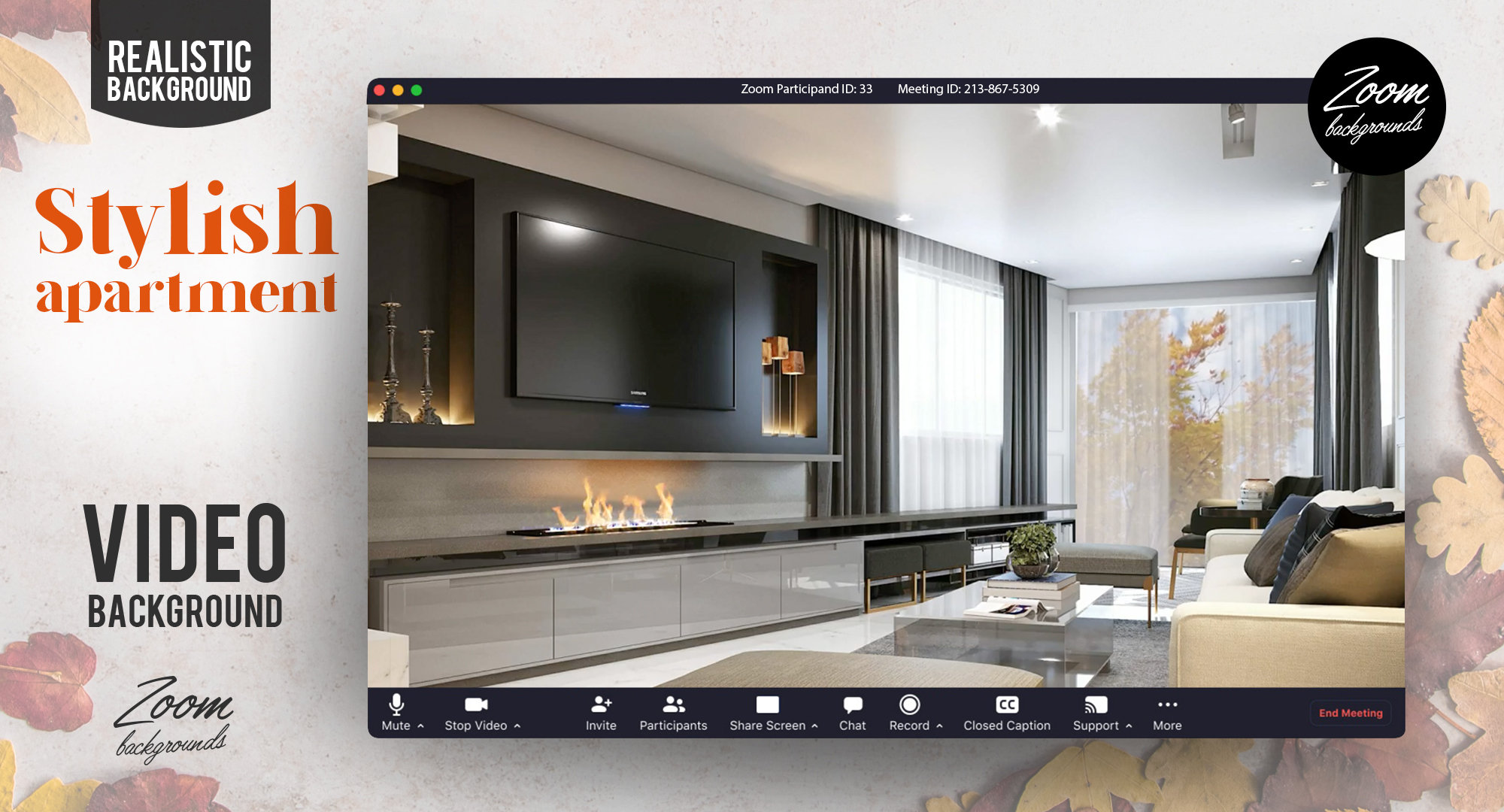Stylish Apartment ANIMATED VIRTUAL BACKGROUND | Instant Digital ...
