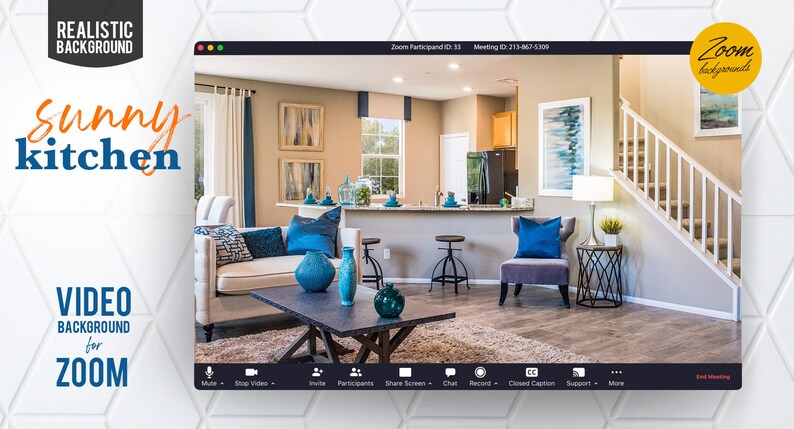 Sunny Kitchen ANIMATED VIRTUAL BACKGROUND Instant Digital Download ...