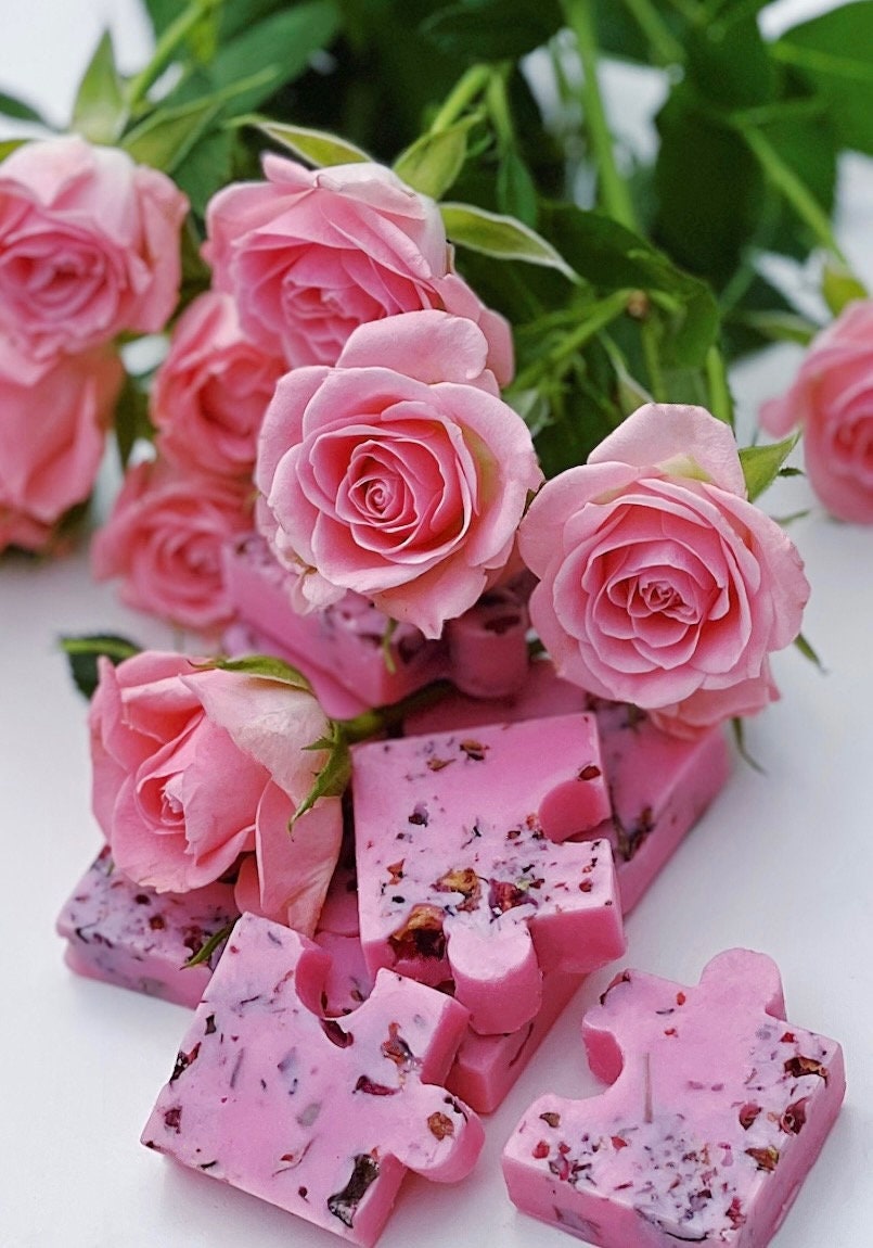 Botanical Soy Wax Melt Pink Rose Fragrance With Real Dried Rose Petals ...