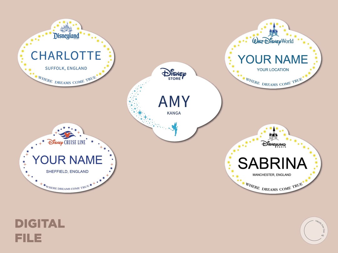 Cast Member Badge Signs Name Tag SVG Disneyworld Cricut Bundle 5 Name ...