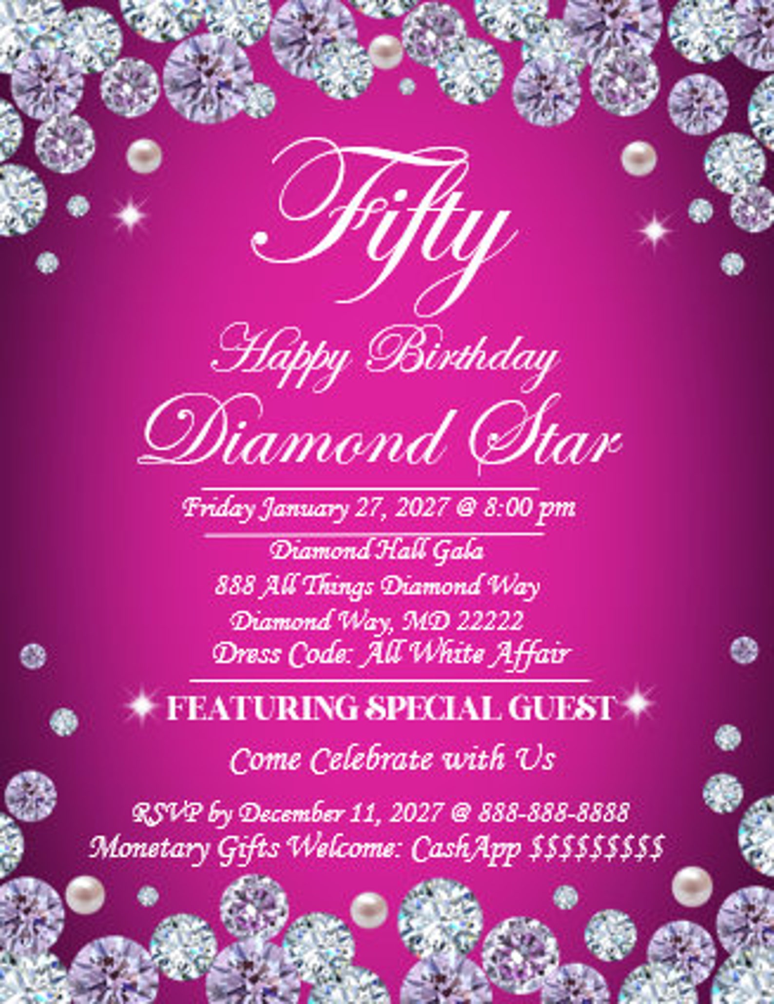 Bling Rhinestone Invitation Birthday Shower Wedding-Download | Etsy