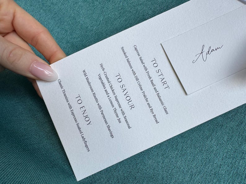 Elegant Wedding Menu and Name Cards, Timeless Wedding Stationary ...