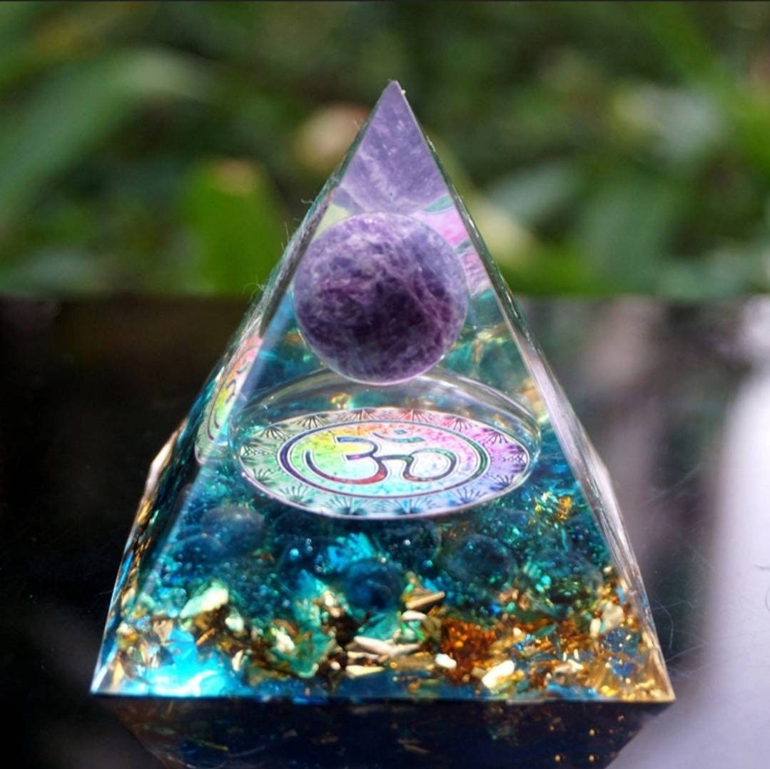 Orgonite Pyramid Amethyst Crystal Sphere With Obsidian Natural Cristal ...
